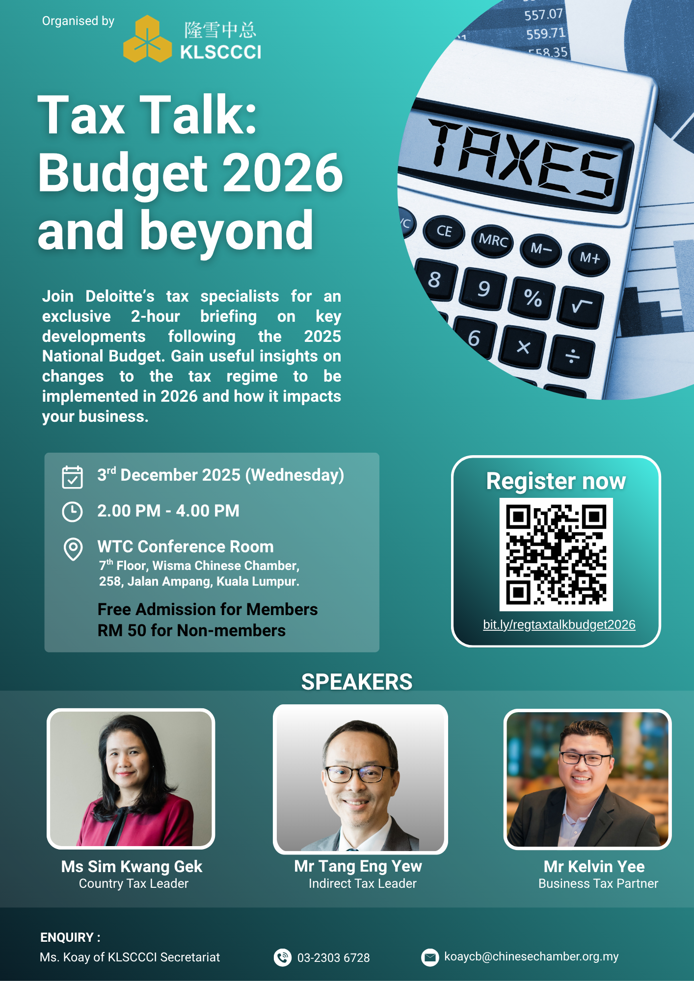 Tax Talk: Budget 2026 and Beyond (3-12-2025) | KLSCCCI
